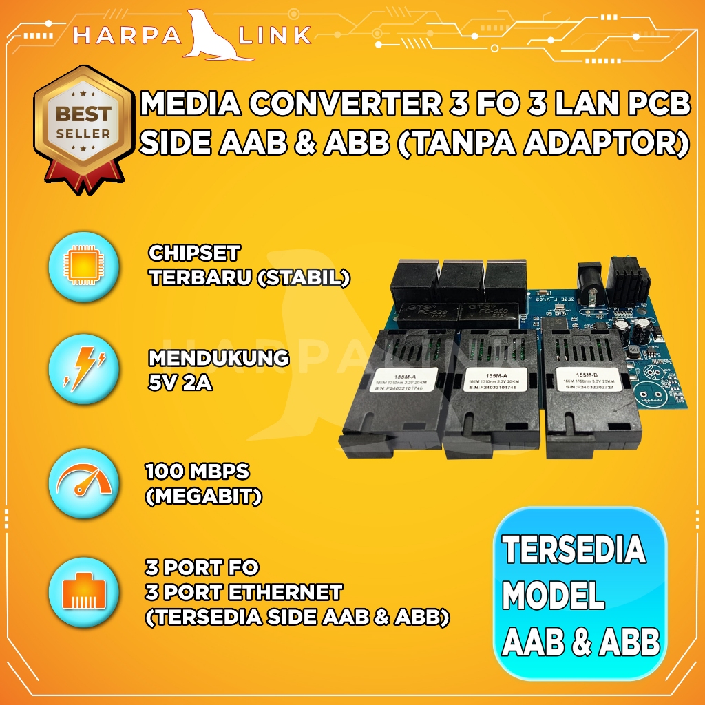 Jual Media Converter 3 FO 3 LAN 3 SC 3 RJ45 3F3E 10/100 Mbps PCB Board Only Switch Fiber Optic ...