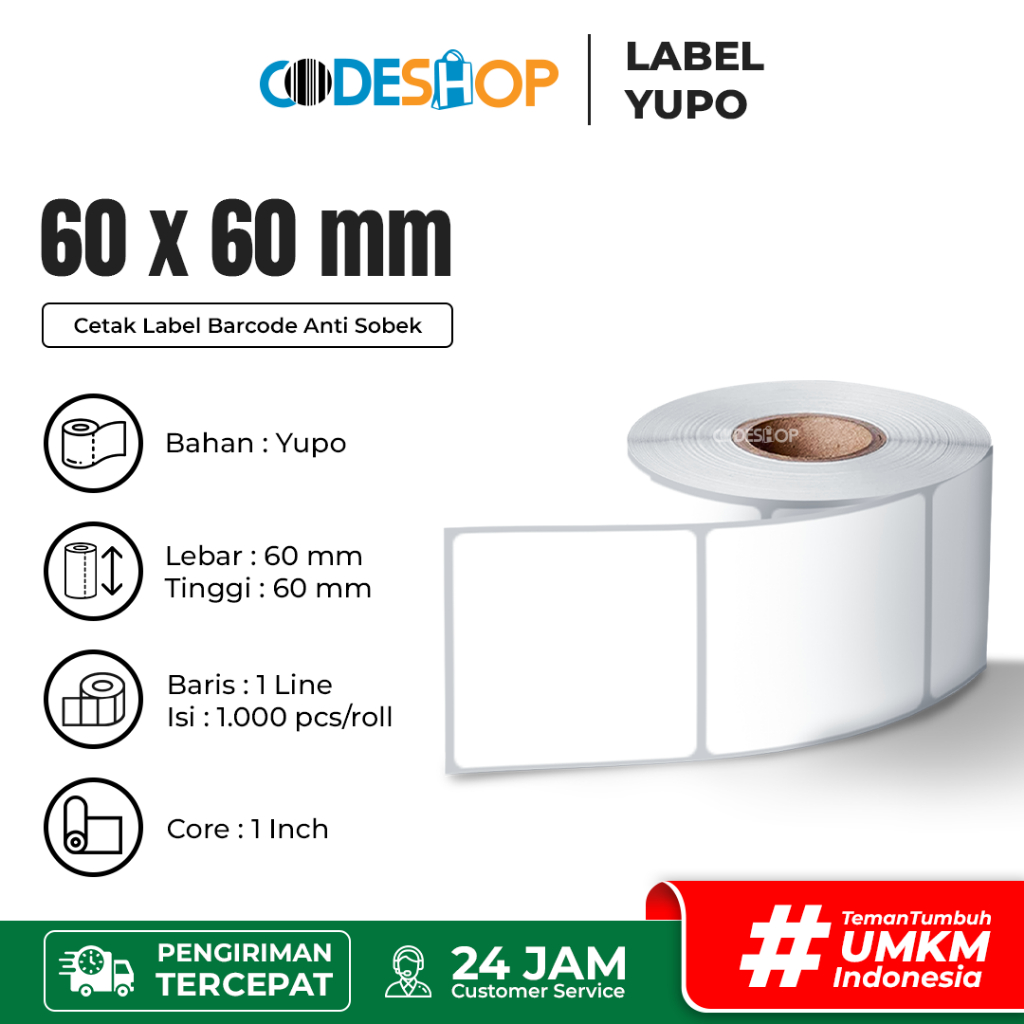 Jual Label Yupo 60 x 60 / 60x60 mm / 60x60mm / 6x6 cm 1000 pcs | Shopee ...