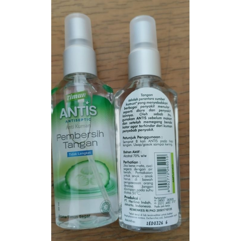 Jual Antis spray 30ml 55ml Jeruk nipis Timus Jasmine tea/Antiseptik ...