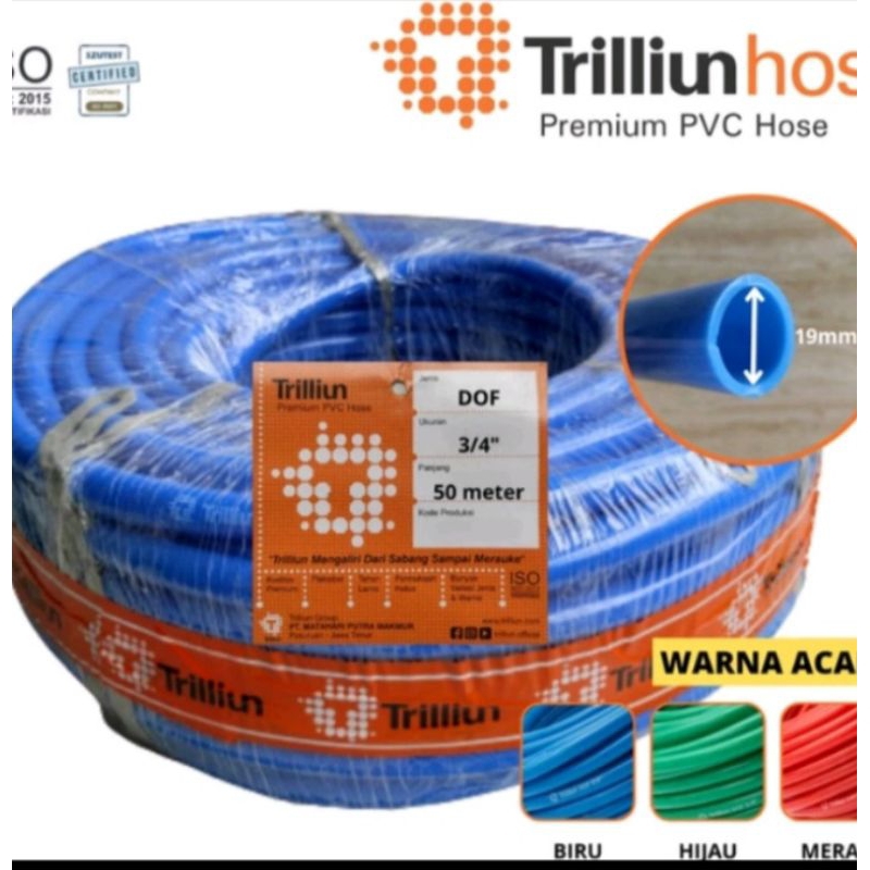 Jual TERLARIS SELANG AIR SNI TRILIUN 3/4 INCH DOF PANJANG 50 METER FULL/SELANG TAMAN/SELANG CUCI ...