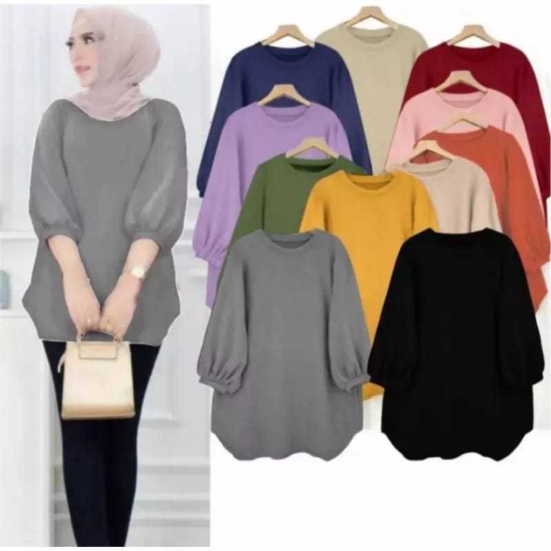 Jual ATASAN BLOUSE WANITA LENGAN BALON/ATASAN CRINKLE POLOS TERLARIS ...