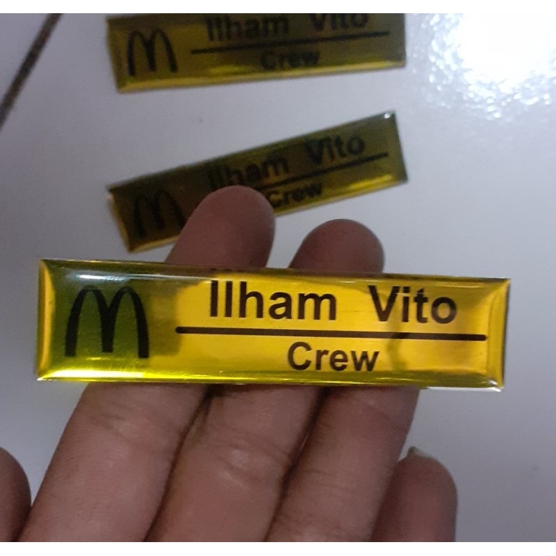 Jual Nametag dada model mcDonald's akrilik lapis resin | Shopee Indonesia
