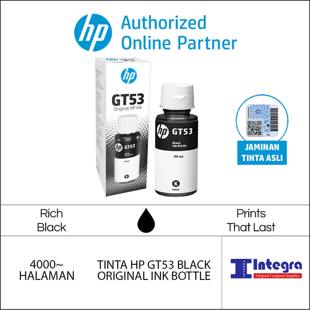 Jual Tinta HP GT 53 | GT53 Black 90ml Original Ink Bottle for Printer ...