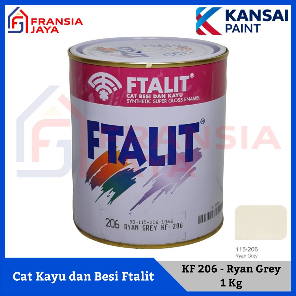 Jual Cat Minyak Besi dan Kayu Ftalit Ryan Grey KF 206 1 Kg KANSAI | Shopee Indonesia