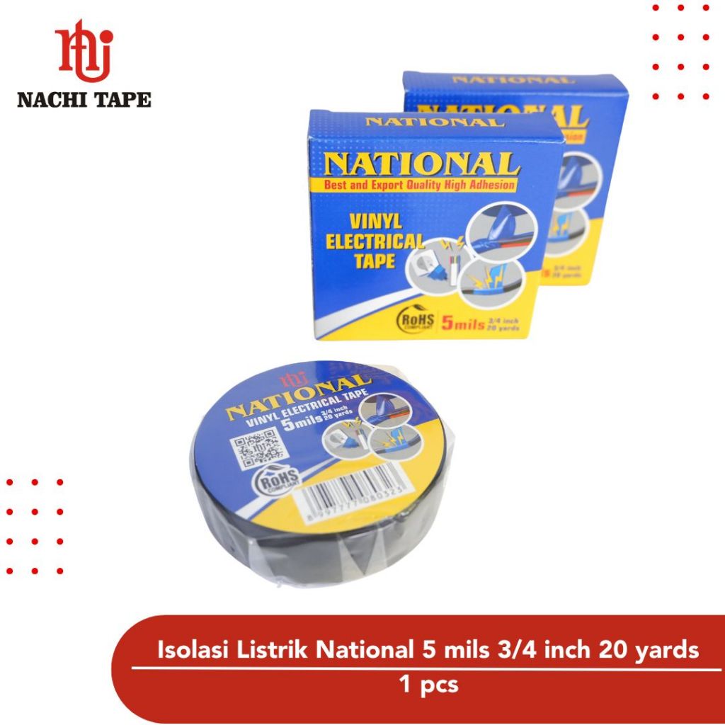 Jual National PVC Electrical Tape Isolasi Listrik 19 mm x 20 yard 1 ...