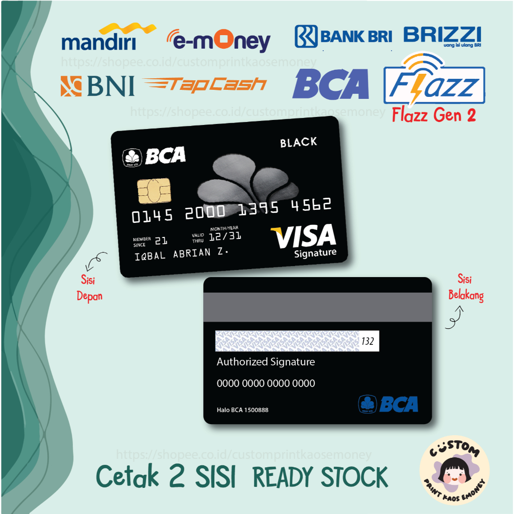Jual KARTU E MONEY E TOLL KREDIT CARD BCA VISA BLACK MANDIRI EMONEY BNI ...