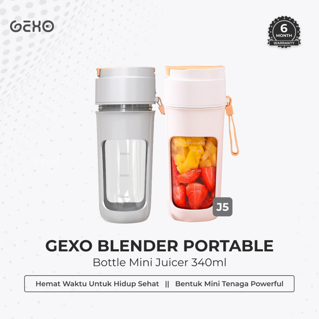 Jual Gexo Blender Buah tanpa kabel Ukuran Kecil 3000mAh 340ml - J5 ...
