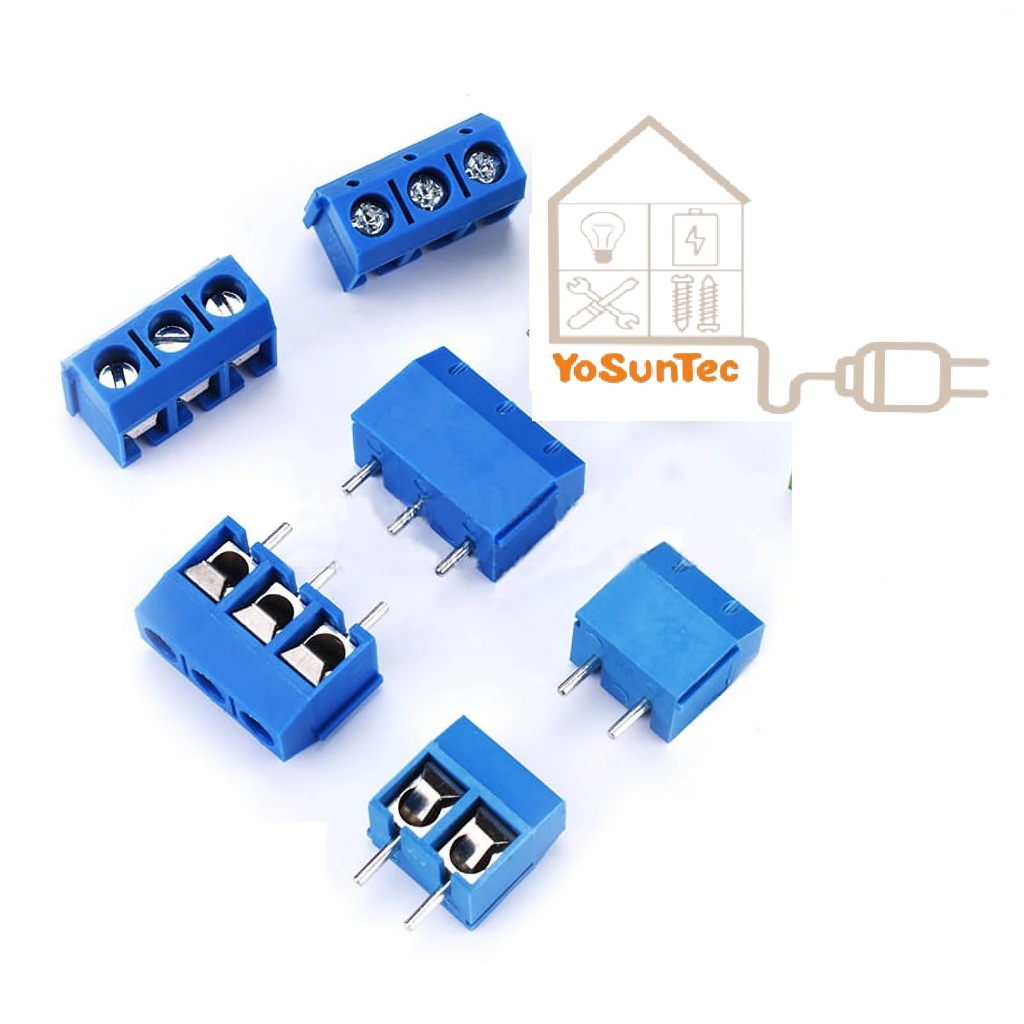 Jual Terminal Block Blok PCB (T-Block) Screw 2 Pin / 3 Pin Biru ...