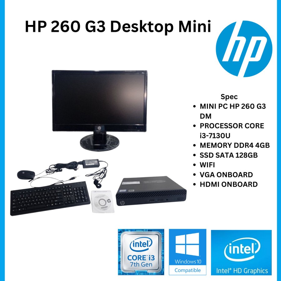 Jual MINI PC HP 260 G3 DM - Fullset Monitor Dan CPU | Shopee Indonesia