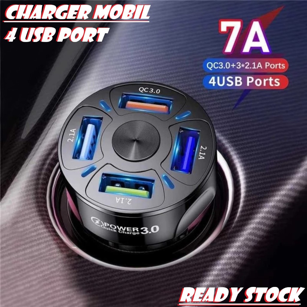 Jual Car Charger Mobil 4 Port USB Quick Charge Saver Fast Charging ...