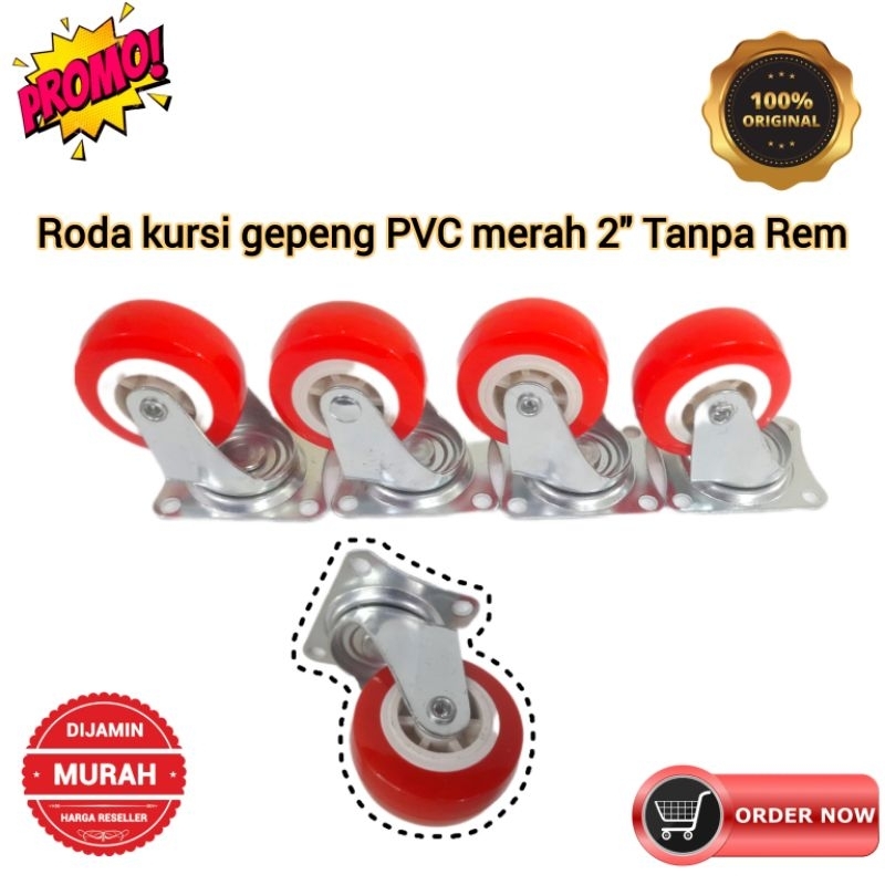 Jual Roda Kursi Gepeng Merah PVC Roda Caster Kaster Castor Wheel Roda ...