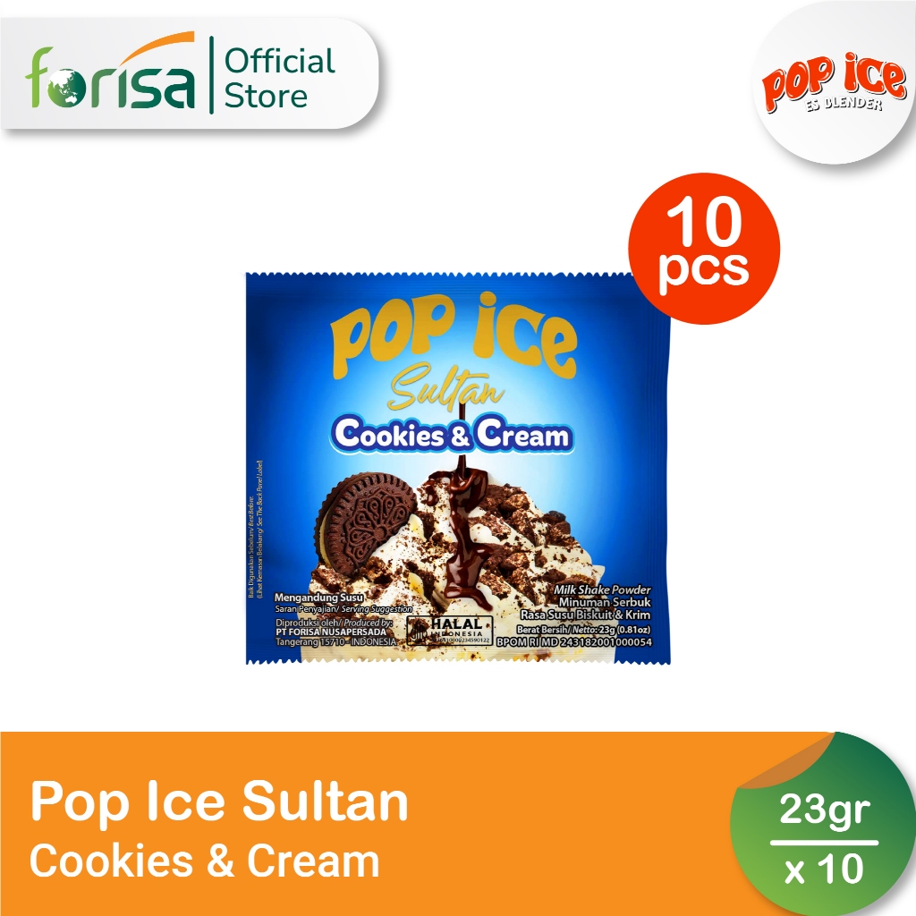 Jual Pop Ice Milk shake Powder Sultan Rasa Cookies & Cream 23 gr 10 Pcs ...