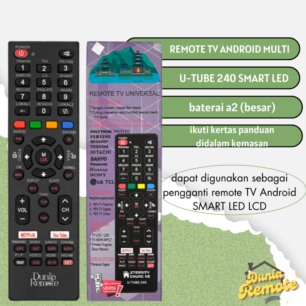 Jual Remot Remote TV Smart LED LCD Multi Android Universal youtube ...
