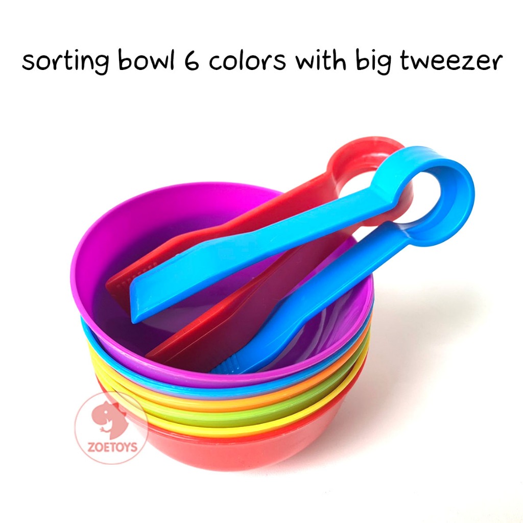 Jual Zoetoys Sorting Bowl 6 Colors With Big Tweezer | Mangkok Warna ...