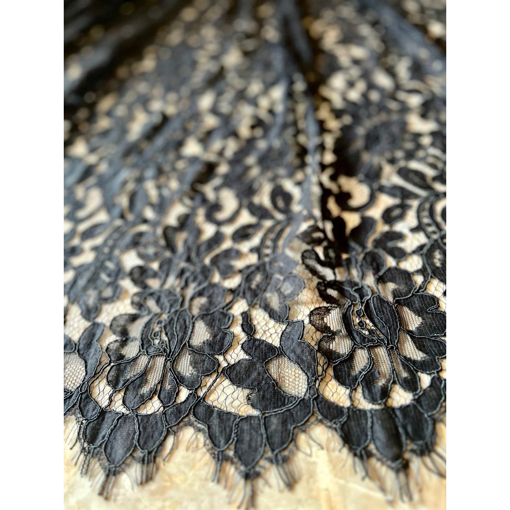 Jual Kain Brokat Bahan Brukat Panel 2 sisi Premium Import Black ...