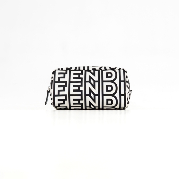 Jual Tas FENDI ROMA ALL OVER BLACK WHITE POUCH 100% ORIGINAL | Shopee ...