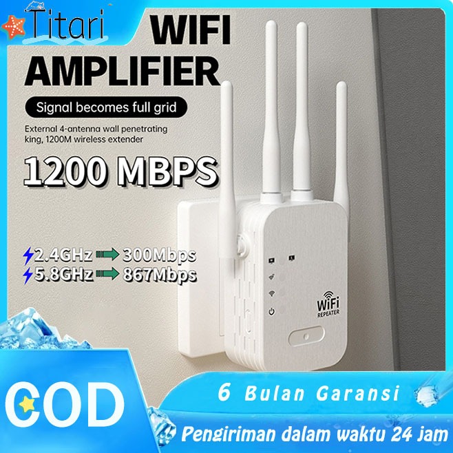 Jual Penguat Sinyal WIFI 300M Wireless Wifi Range Extender 5G Dual Band 4 Antena Jaringan ...