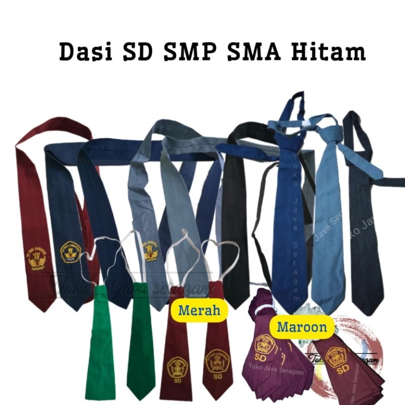 Jual Dasi TK SD SMP SMA Hitam Maroon Hijau Polos Merah Navy Dongker Abu ...