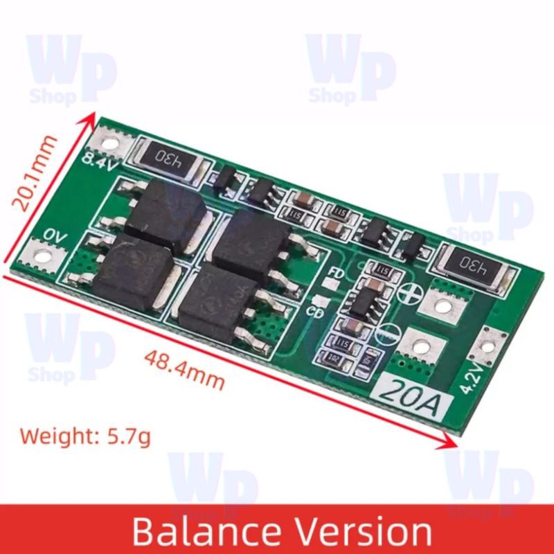 Jual BMS 2S 20A 7.4V 8.4V 18650 Li-Ion Lithium Battery Charger ...