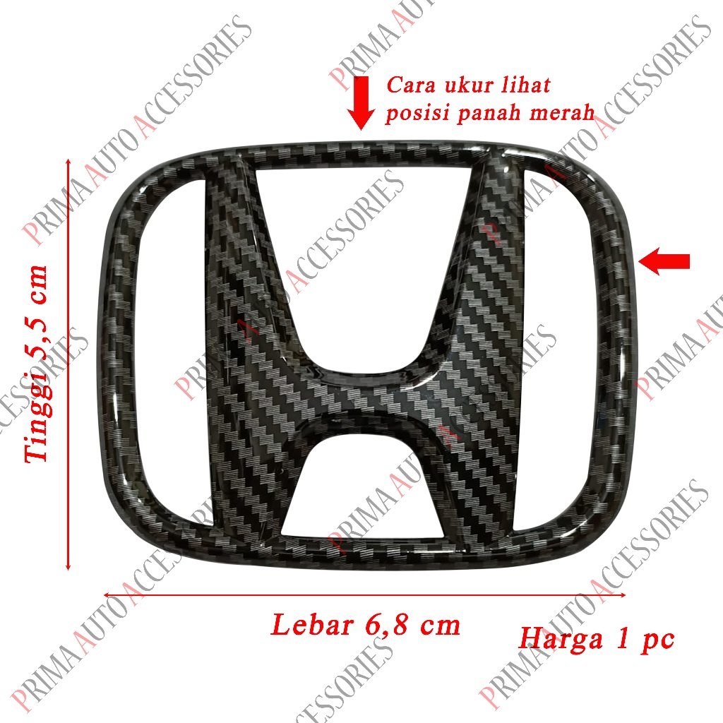 Jual Emblem Mobil Logo Honda H ukuran 6,8 cm X 5,5 cm Carbon | Shopee ...