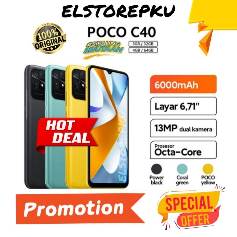 Jual Poco C40 4/64 Garansi Resmi By Xiaomi Indonesia. Battery 6000mAh ...