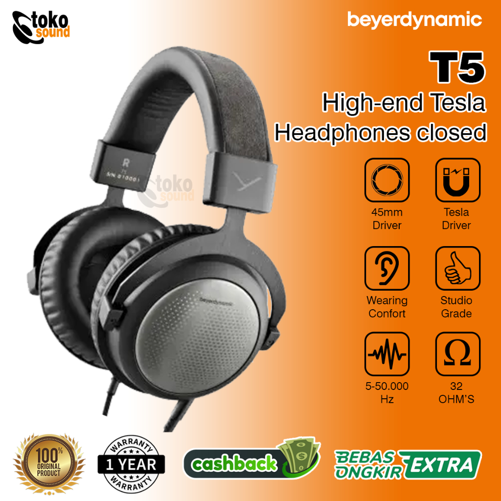 Jual BEYERDYNAMIC T5 - High end Tesla Headphones closed (3rd Generation ...