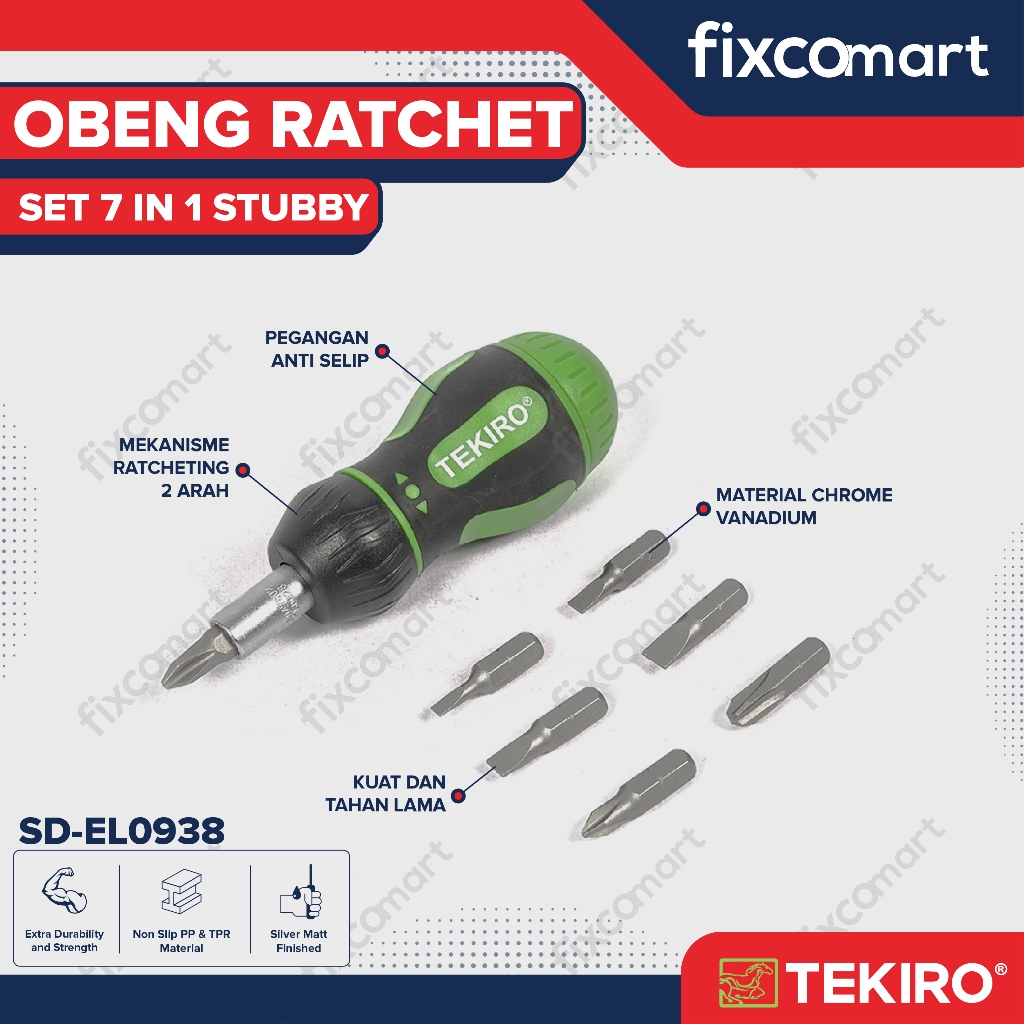 Jual Tekiro Obeng Ratchet Set 7 Pcs Stubby / Tekiro Stubby Ratchet ...