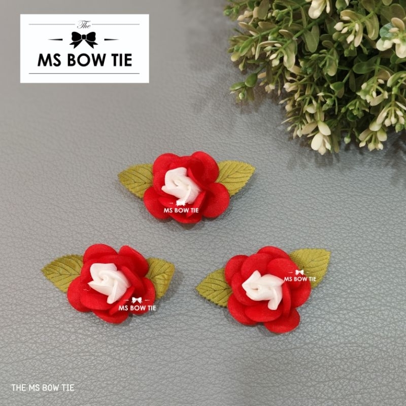 Jual CORSAGE bunga jas merah putih daun hijau korsase korsas pin bros ...