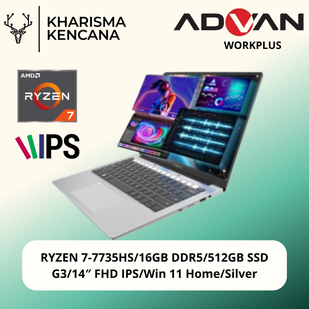 Jual ADVAN WORKPLUS RYZEN 7-7735HS/16GB DDR5/512GB SSD G3/14″ FHD IPS ...