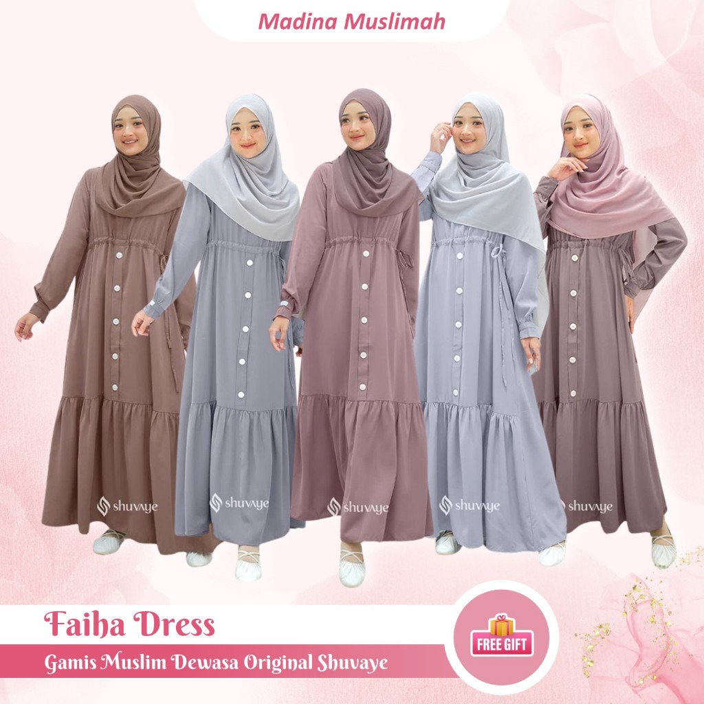 Jual [Original] Shuvaye Faiha Dress Gamis Polos Bahan Deoline Tebal ...