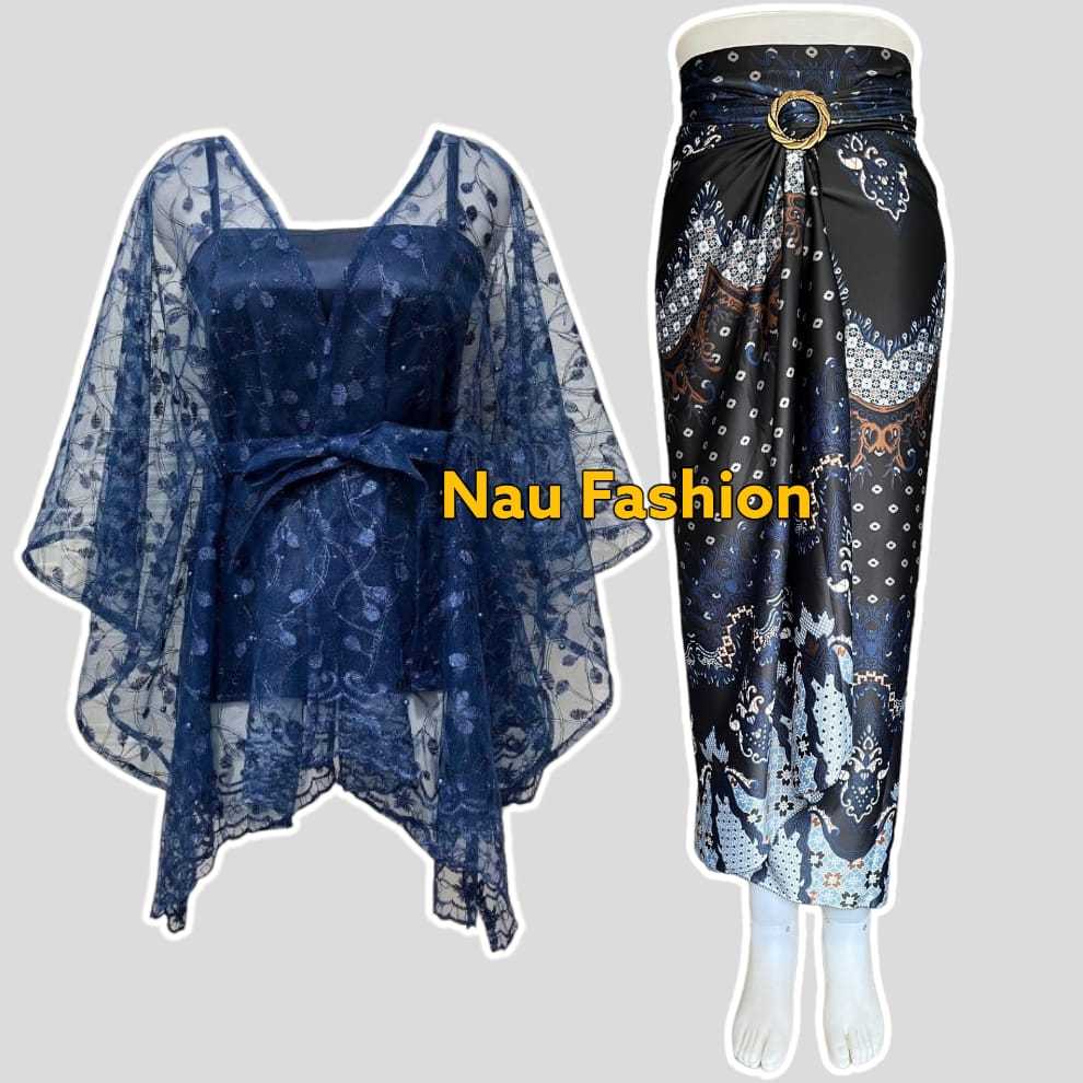 Jual Outfit Atasan Fashion Satu Set Outer brokat cape Brokat Crop ...