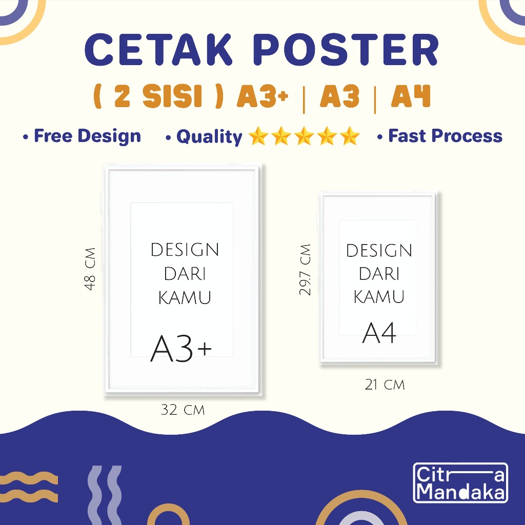 Jual Cetak Poster Custom A3 | A4 Design Bebas 2 Sisi Print Kertas Art ...
