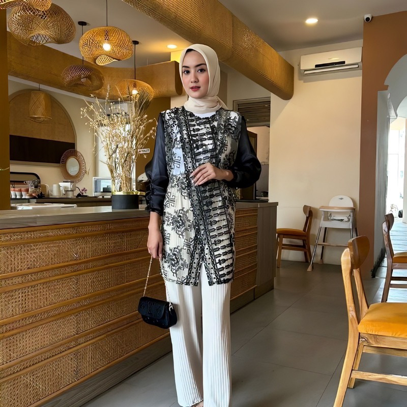 Jual Zize Outer Brokat Organza Premium Ful Payet/Vest Tunik Baju Wanita ...