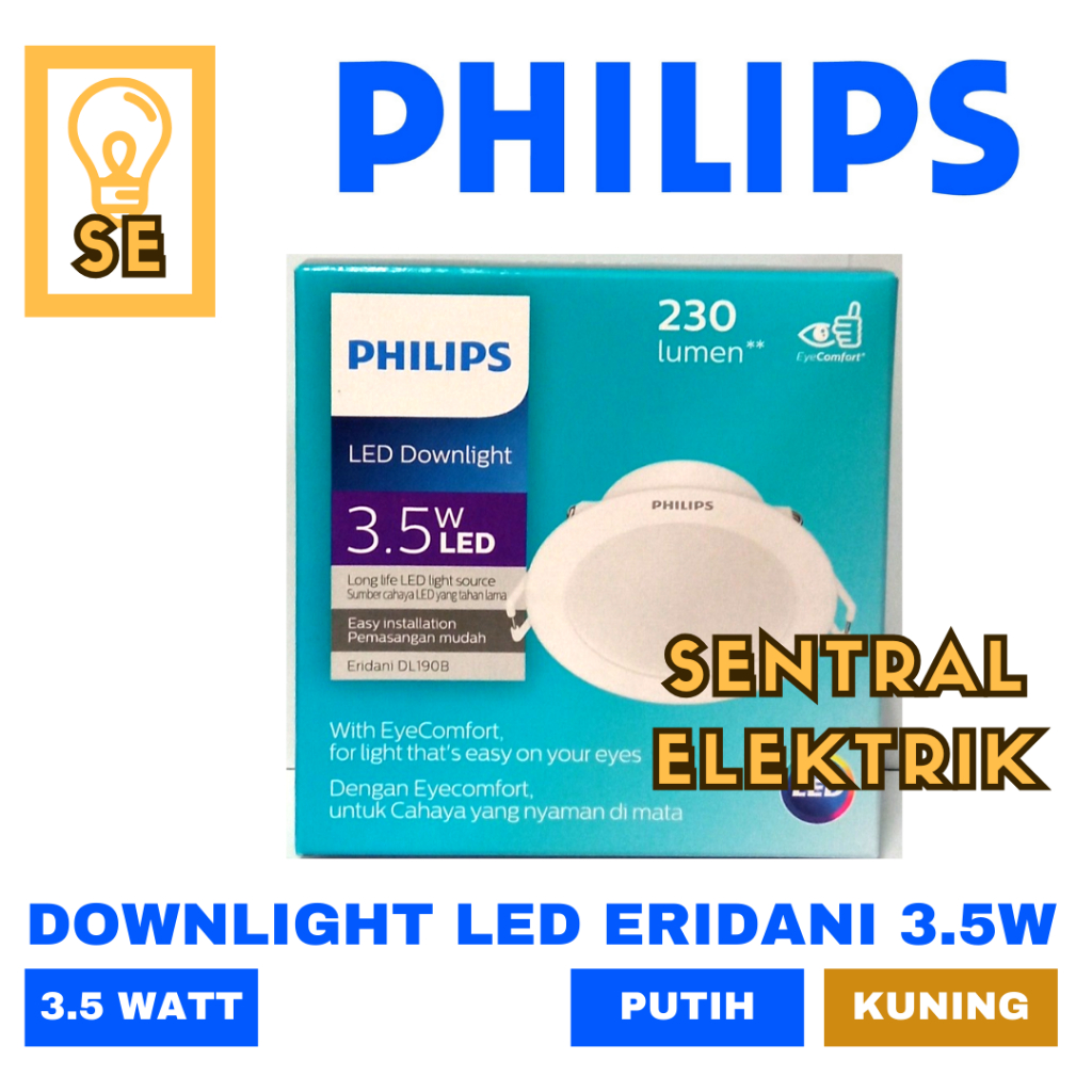 Jual Lampu PHILIPS Downlight LED Eridani 3.5W - Eridani G2 DL190B 3,5W 3 Inch Pengganti 3 Watt ...