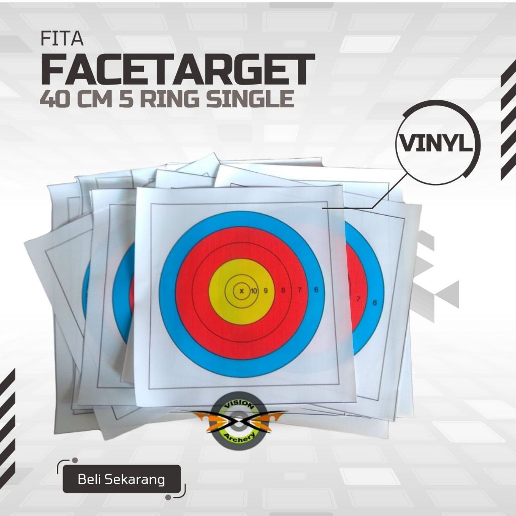 Jual Print Target Panahan Fita 40cm 5 Ring Single Face Target / Target ...