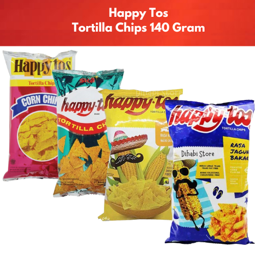 Jual Happytos Snack Tortila Chips Merah , Kuning , Biru , Hijau 140 ...