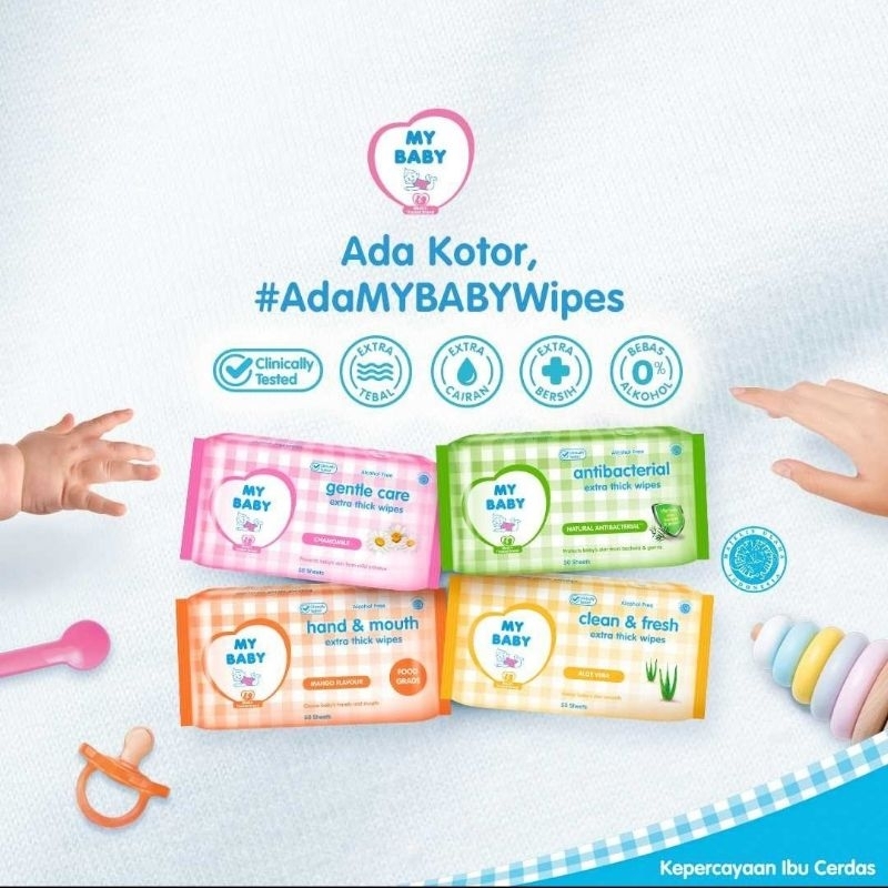 Jual MY BABY WIPES 50+50 SHEETS TISU BASAH BAYI ANTIBACTERIAL GENTLE ...
