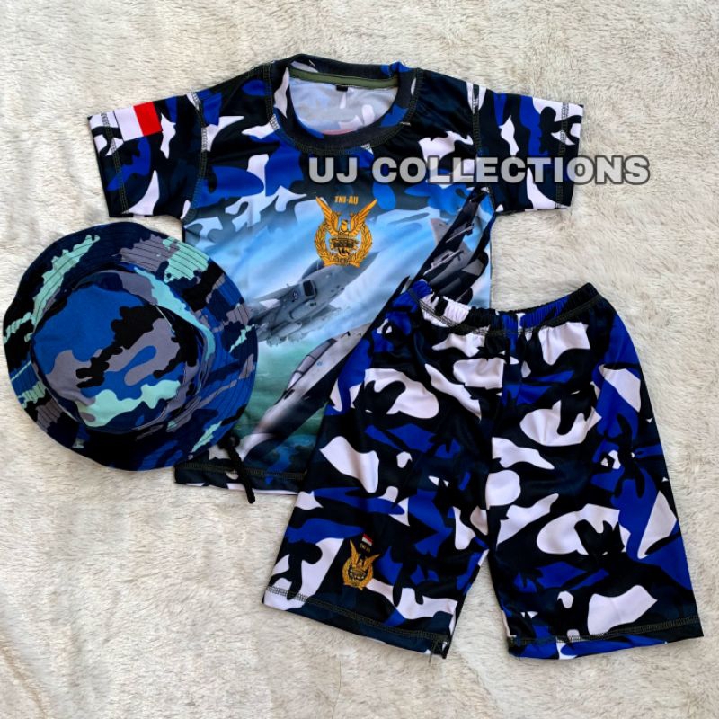 Jual SETELAN JERSEY ANAK PENDEK PLUS TOPI RIMBA LORENG TNI ANGKATAN UDARA || SATU SET JERSEY DAN ...