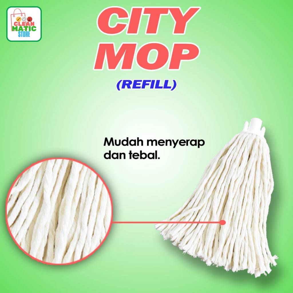 Jual Clean Matic - Isi Ulang City Mop ( isi ulang sumbu alat pel city ...