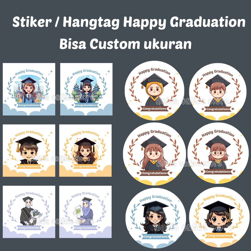 Jual Stiker Happy Graduation Label Congratulations Graduates wisuda ...