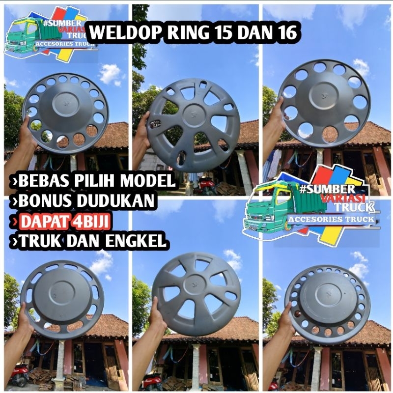 Jual wheeldop truk ring 16 dan 15 plat besi terbaru (1set 4pcs) bonus ...