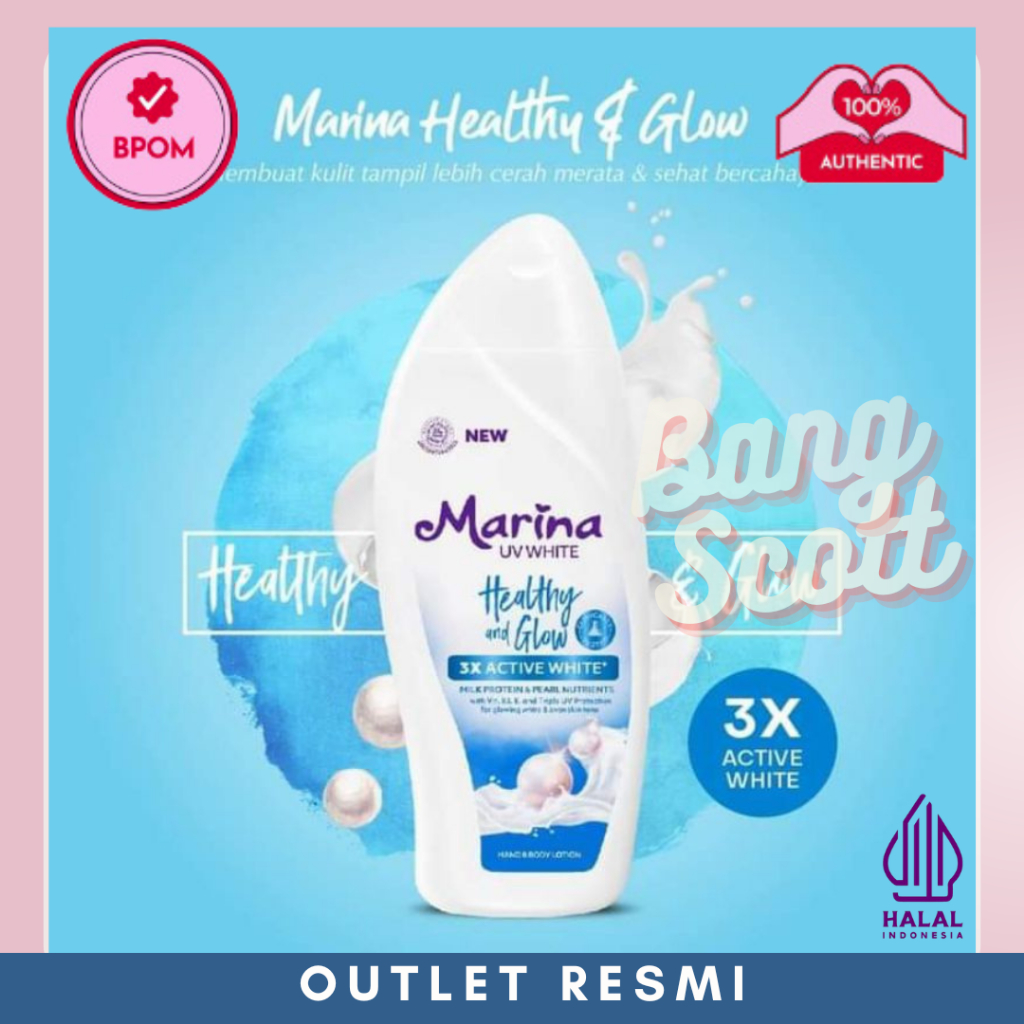 Jual Marina Handbody Lotion UV White Healthy and Glow - Milk Protein ...