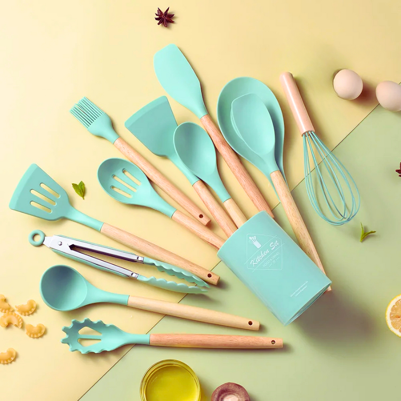 Jual SPATULA SILICONE Set 17 Pcs / SUTIL Silikon Alat Masak UTENSIL ...