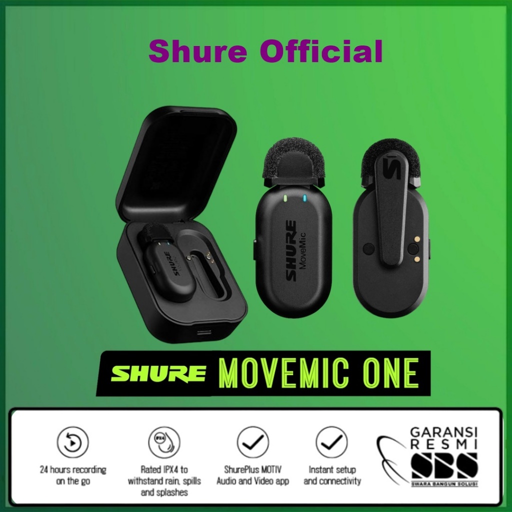 Jual Shure MV-ONE MoveMic One Single-Channel Wireless Lavalier ...