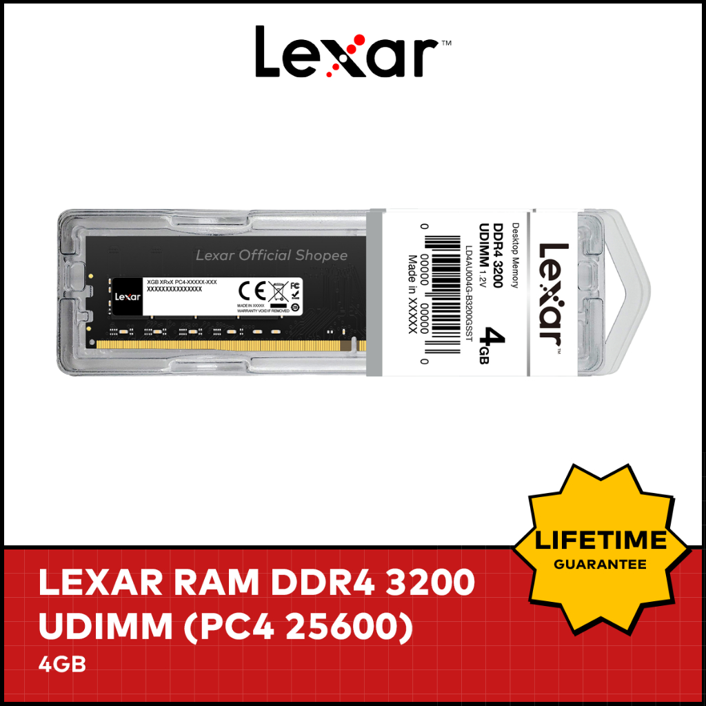 Jual Lexar RAM PC UDIMM DDR4 3200 (PC4 25600) Desktop Memori - 4GB ...