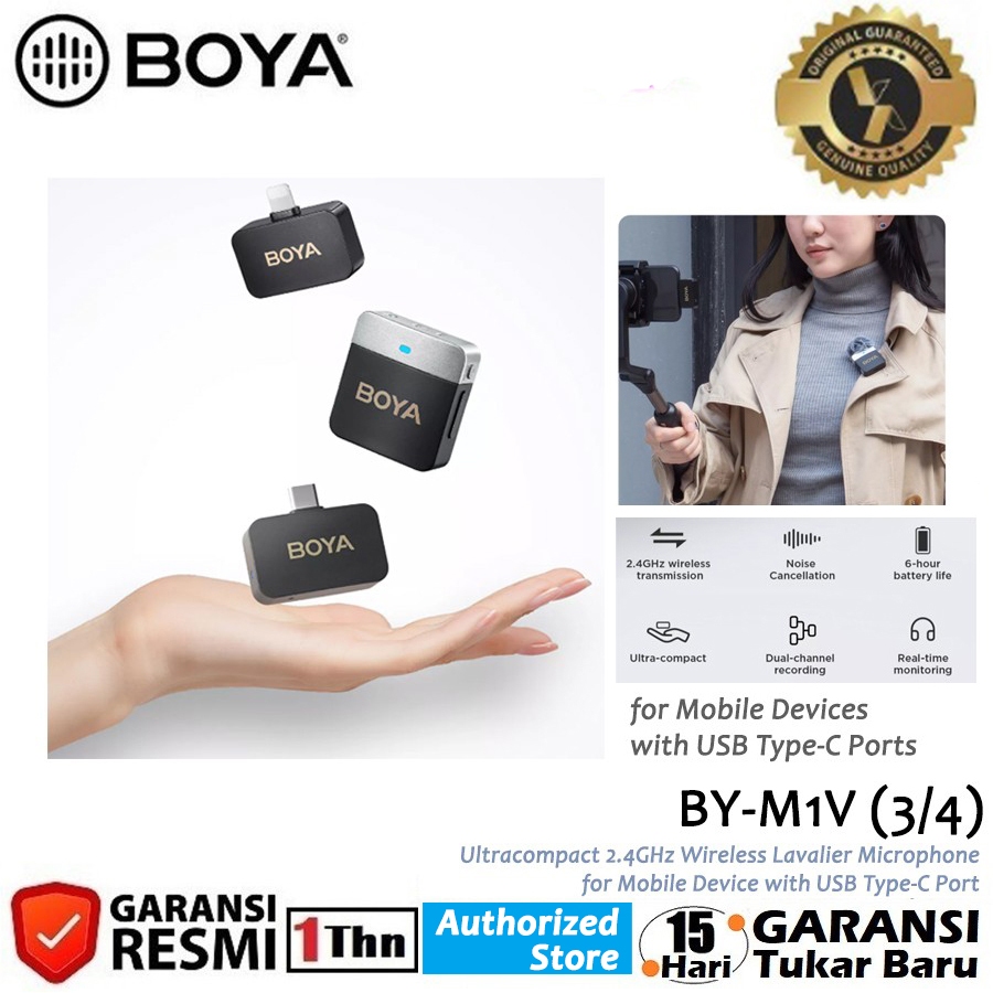 Jual BOYA BY-M1V 3/4 2.4G Wireless Mic Microphone for USB Type-C ...