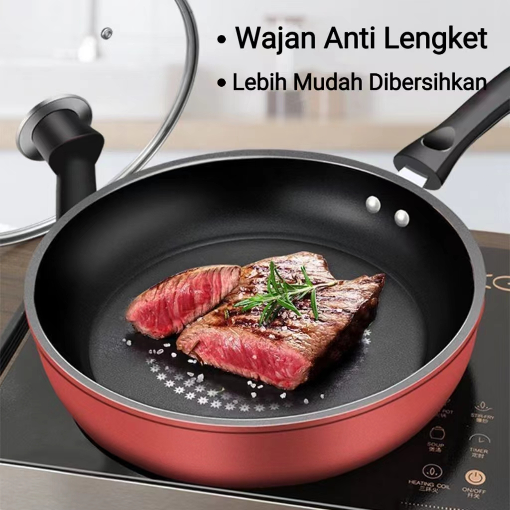 Jual Wajan Penggorengan Wajan Dengan Wajan Anti Lengket Batu Medis Tutup Kaca 24/26/28/30/32CM ...