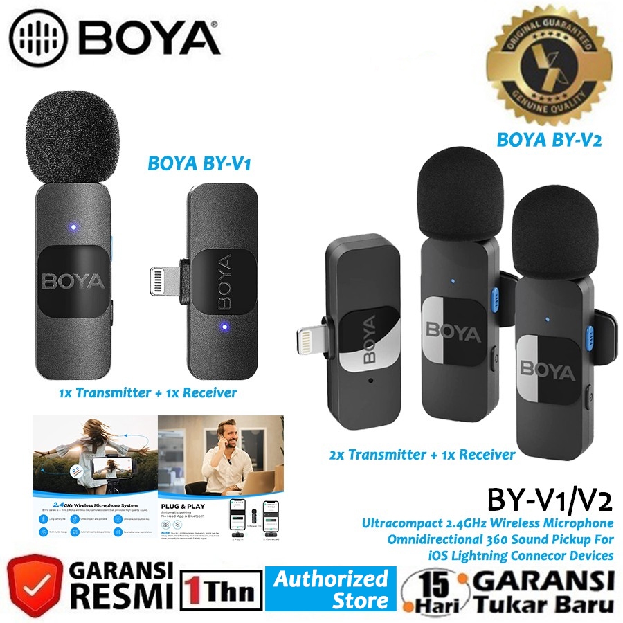 Jual Boya BY-V1/V2 Ultra-Compact 2.4Ghz Wireless Microphone for iOS Devices Rp490.000 | Shopee ...