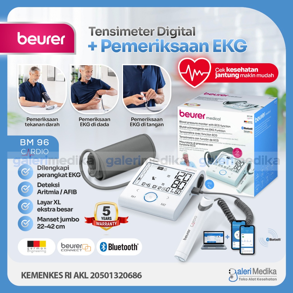 Jual Tensimeter Digital Beurer BM96 + Pemeriksaan EKG / BM 96 / BM-96 ...