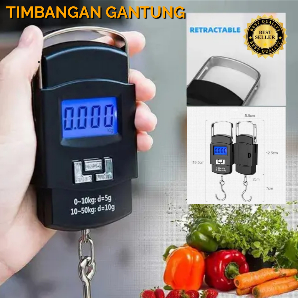 Jual Timbangan Gantung 50 kg Digital Scale Barang Koper Barang Tas ...
